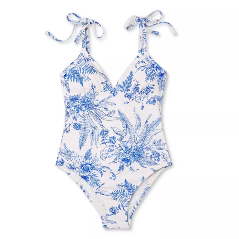 Kona Sol Blue & White One Piece Swimsuit - Gem